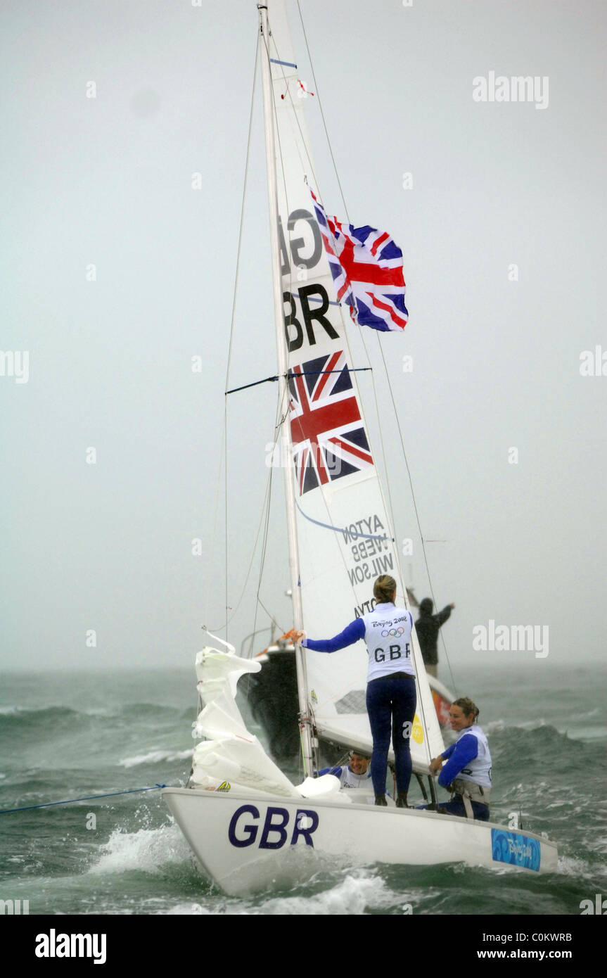 British Yngling team celebrate their victory The British Yngling team ...