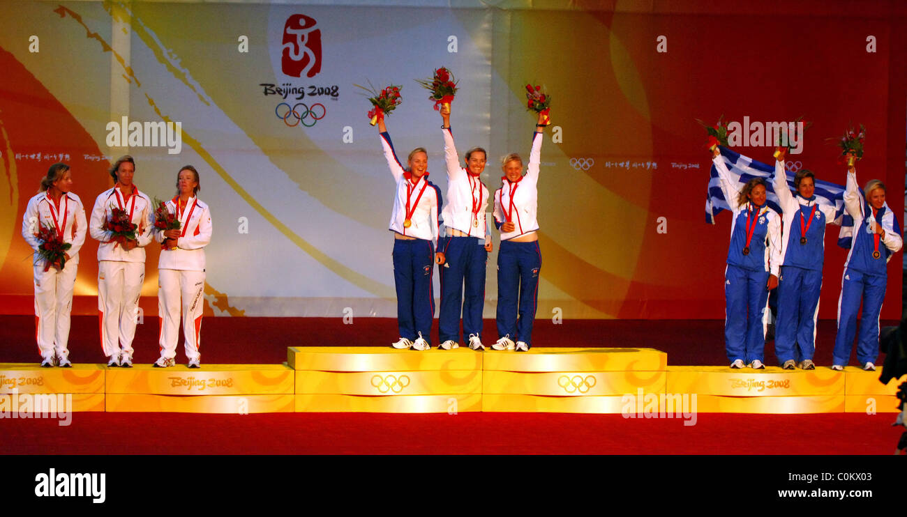 Medal ceremony for the Yngling class at the 2008 Beijing Olympics ...