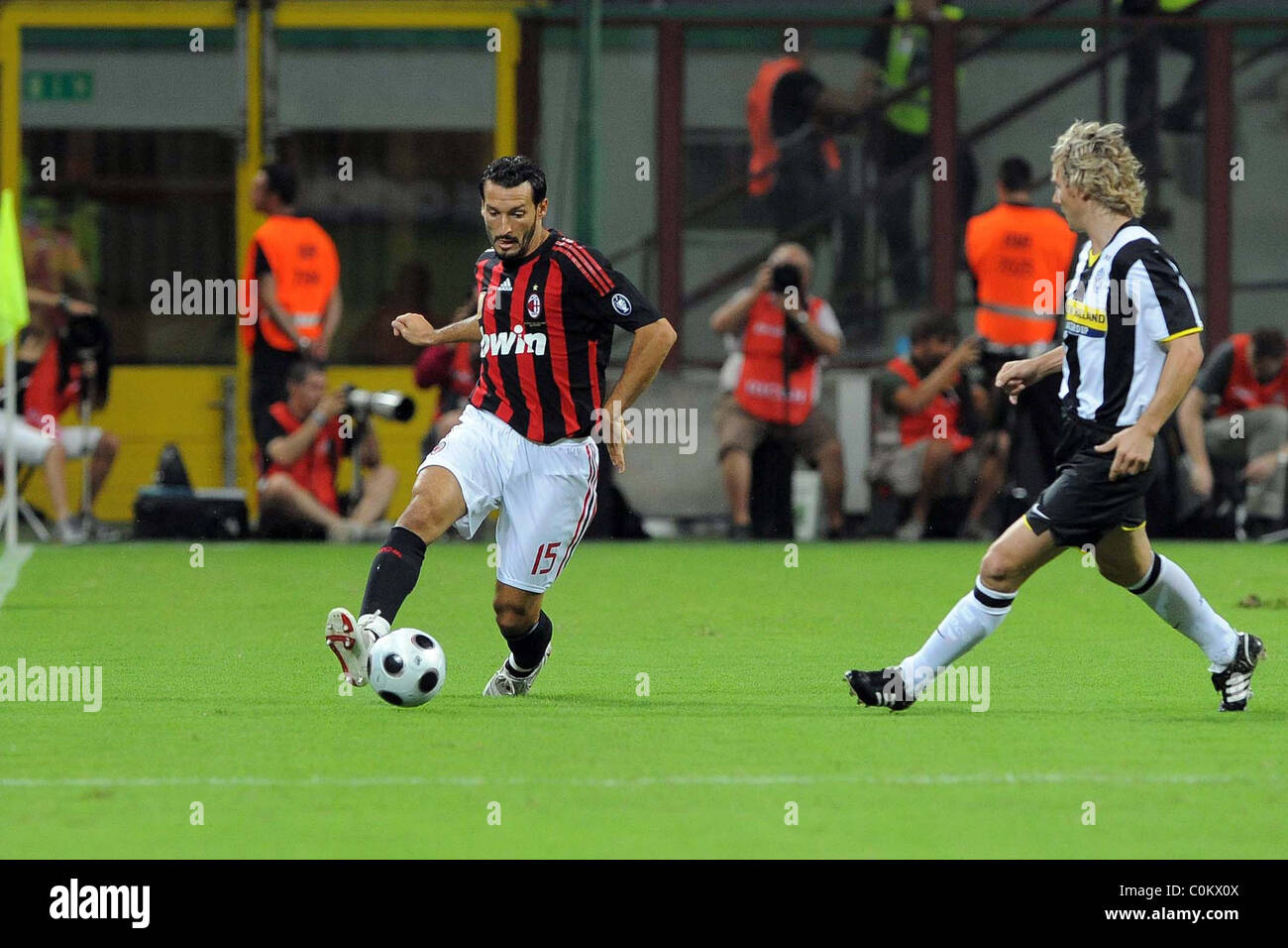 Gianluca Zambrotta of AC Milan and Pavel Nedved of Juventus playing in ...