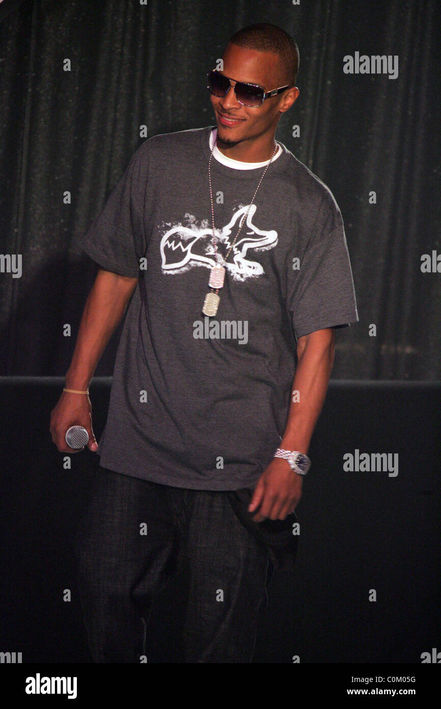 Rapper T.I at a studio recording of music show BETS 106 & Park New York ...