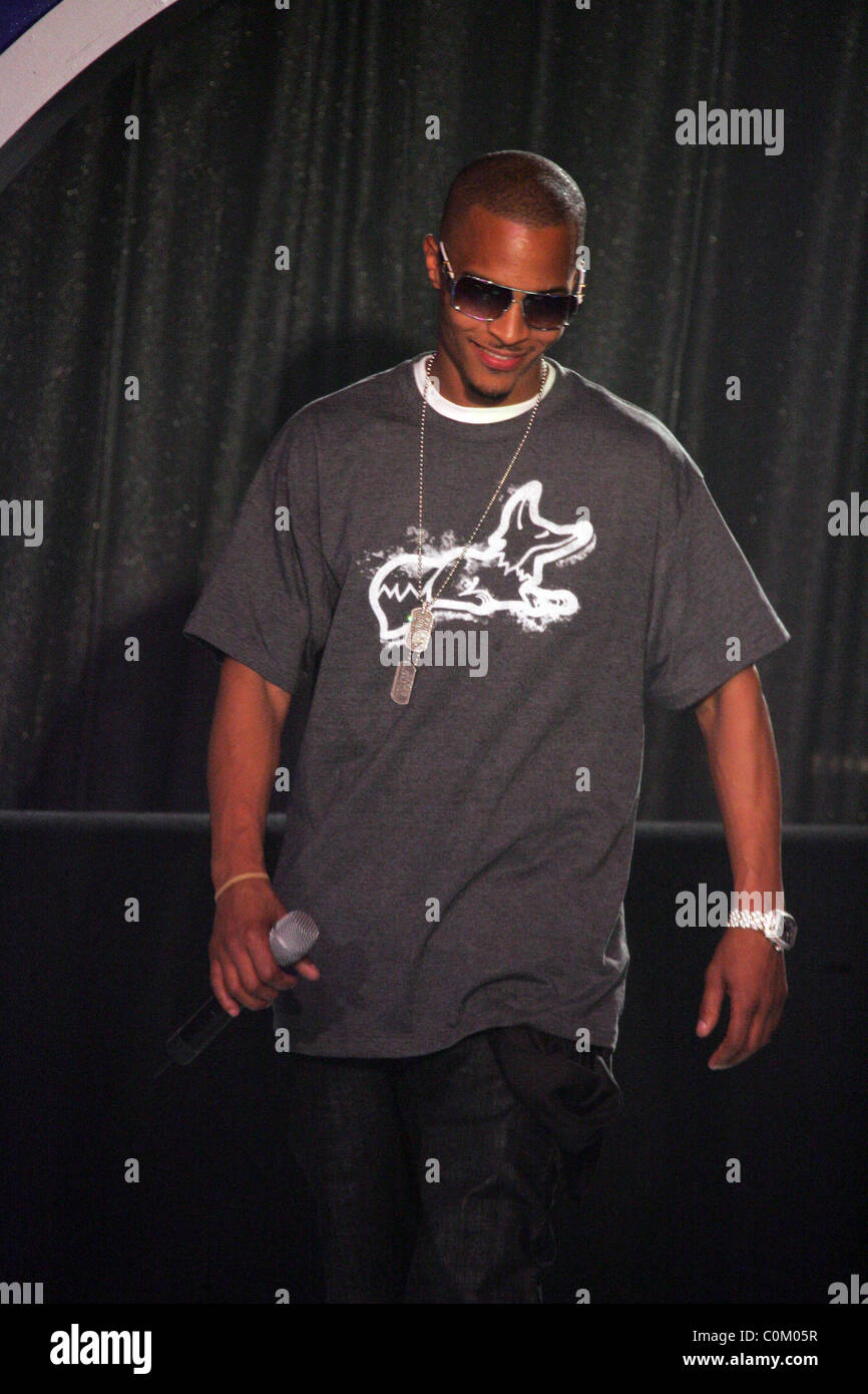 Rapper T.I at a studio recording of music show BETS 106 & Park New York ...