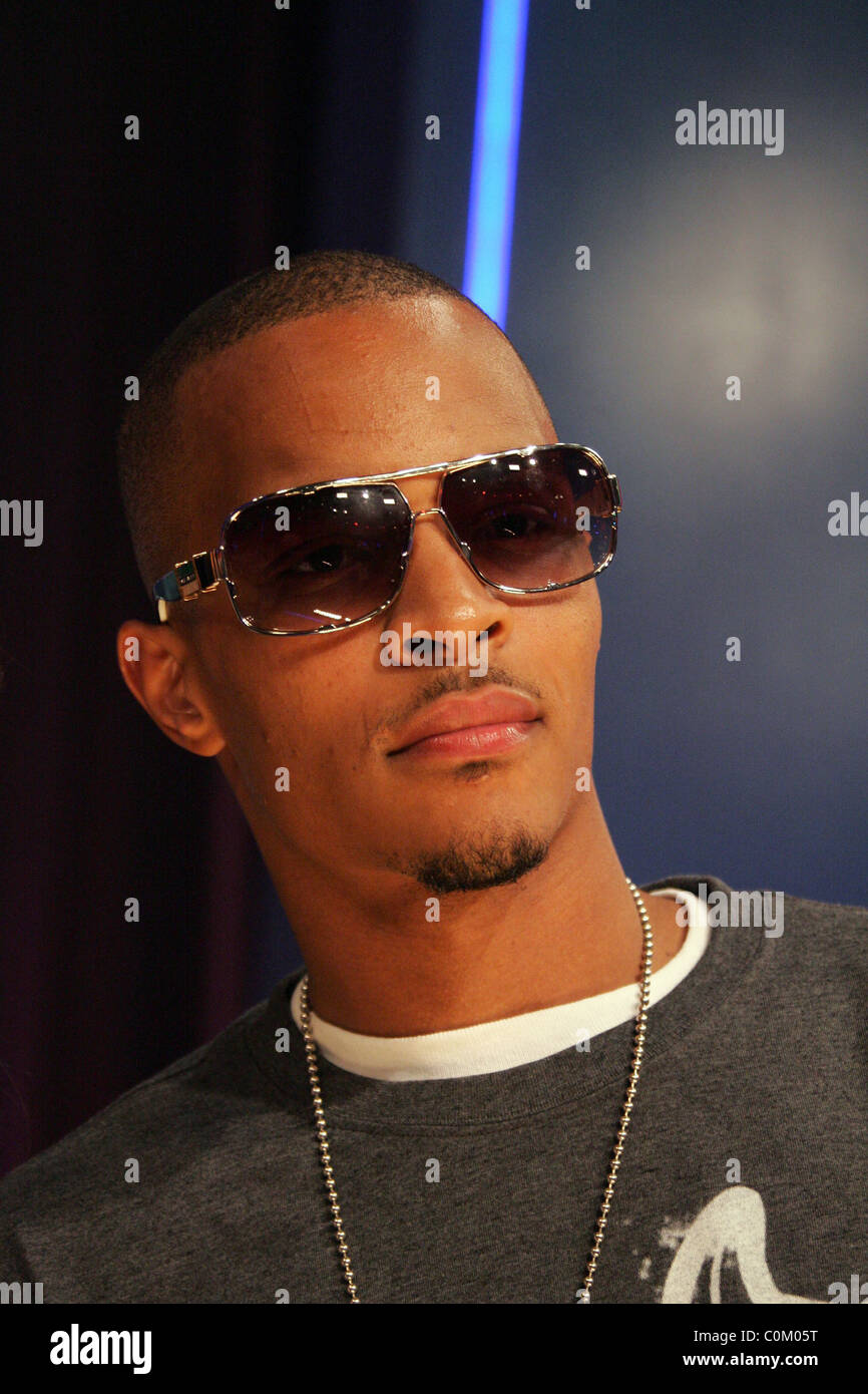 Rapper T.I at a studio recording of music show BETS 106 & Park New York ...