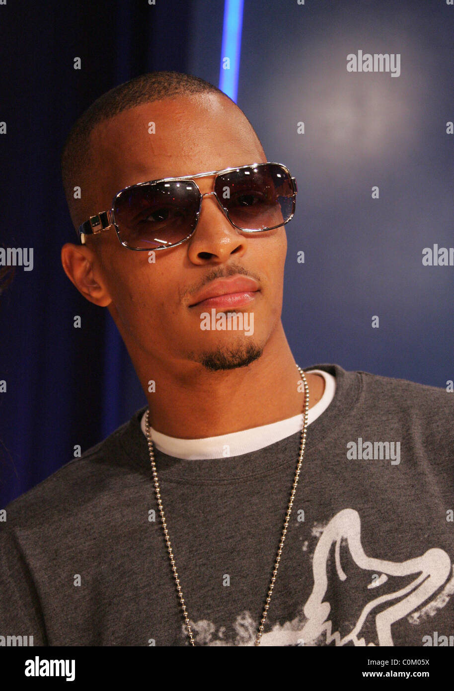 Rapper T.I at a studio recording of music show BETS 106 & Park New York ...