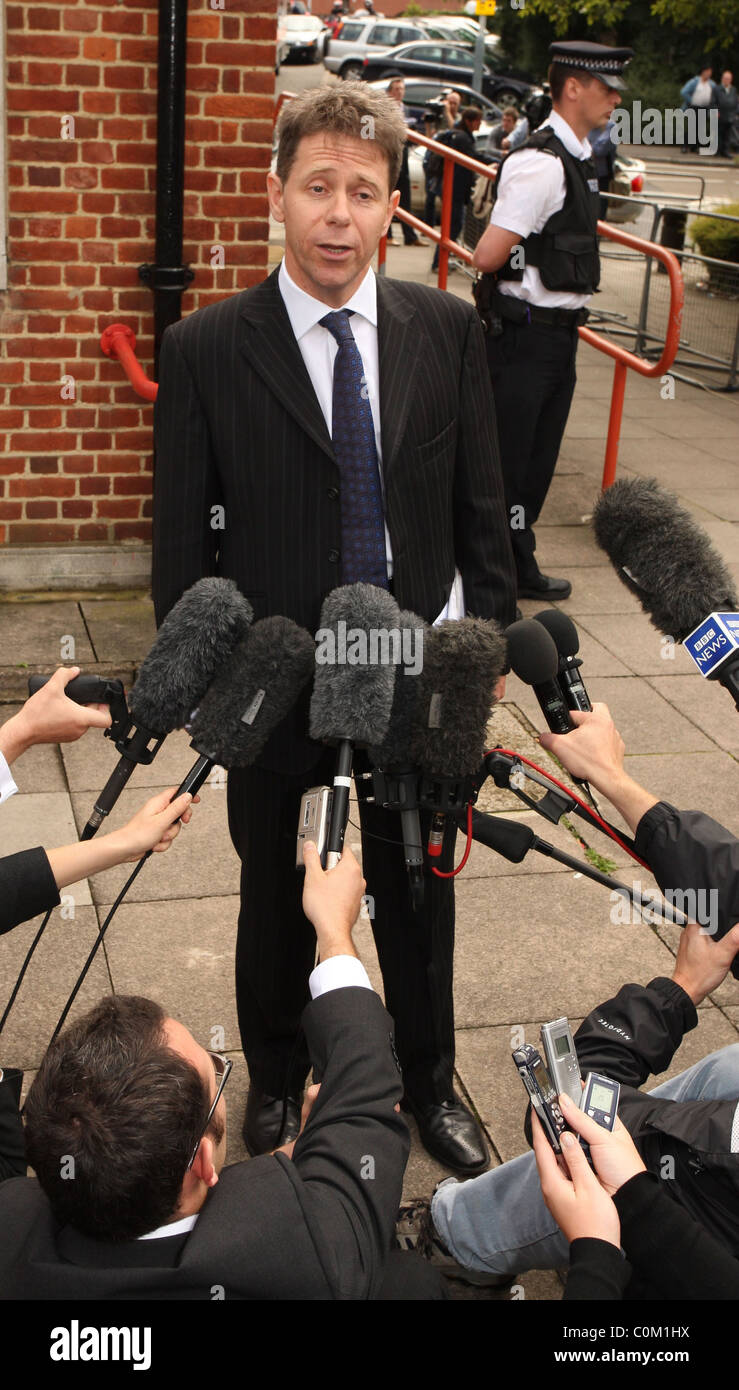 Solicitor David Corker speaks to the press outside Uxbridge Magistrates ...