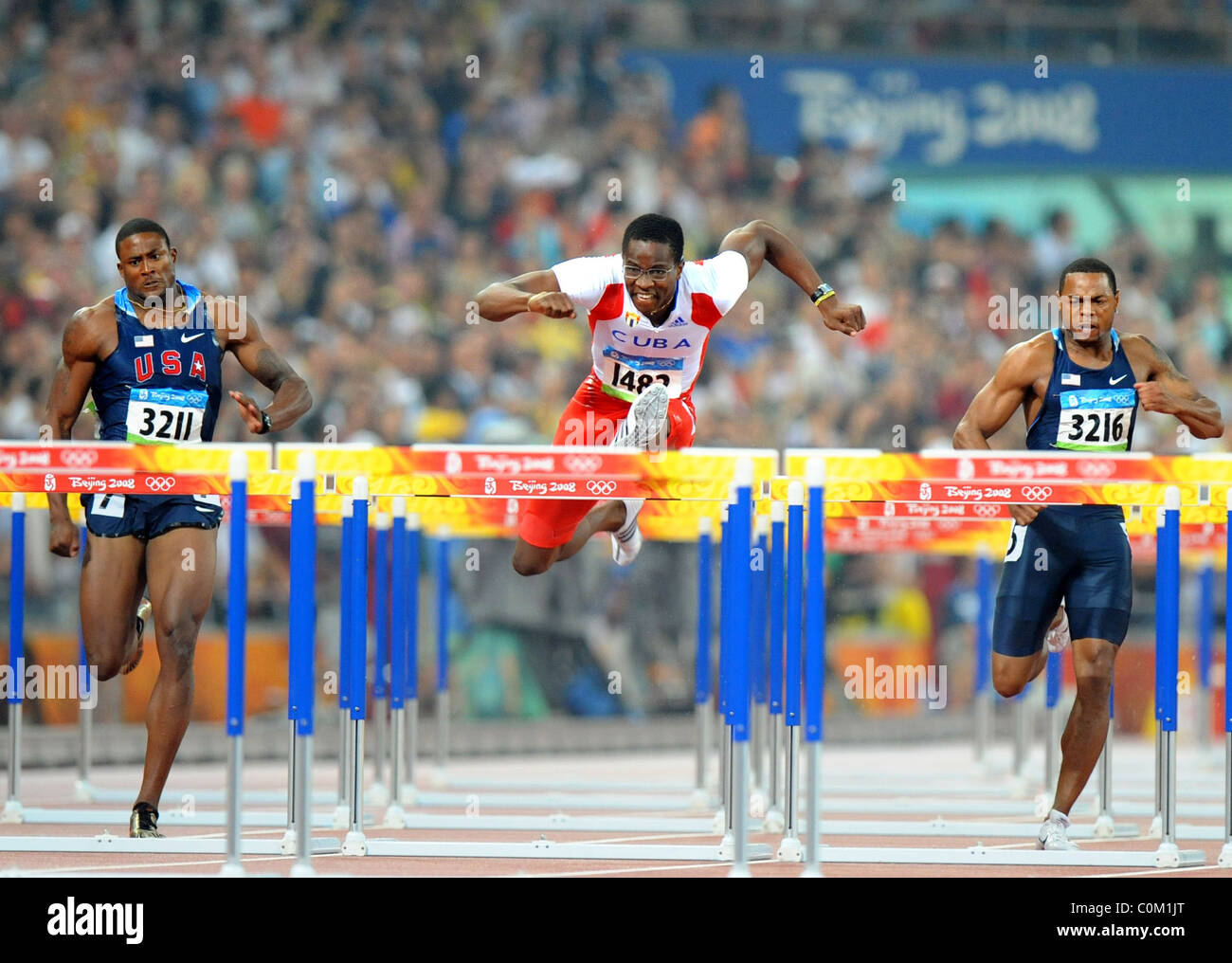 Dayron Robles of Cuba competing in the men's 110m hurdles final at the ...