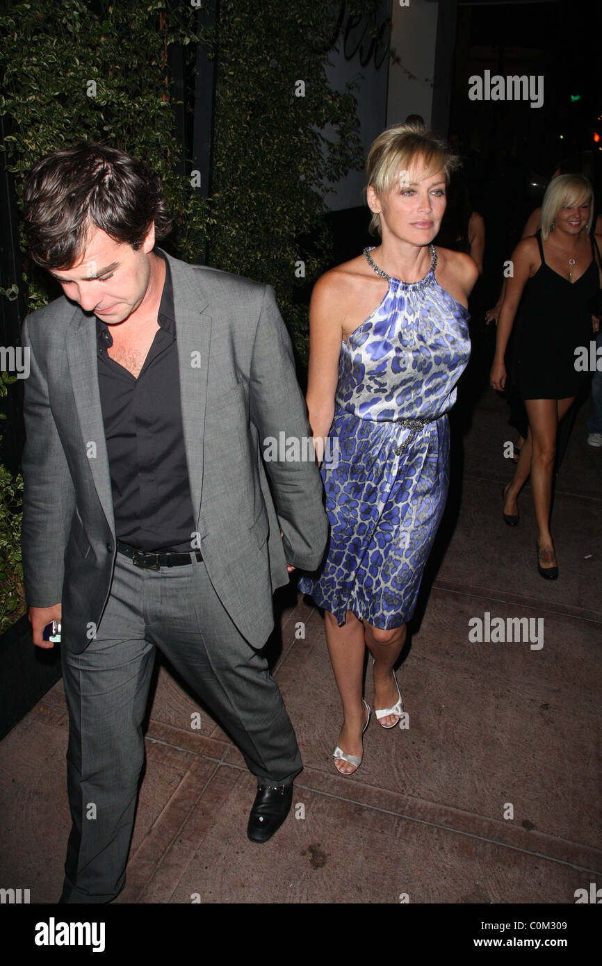 Chase Dreyfous and Sharon Stone leaving Beso Los Angeles, California ...