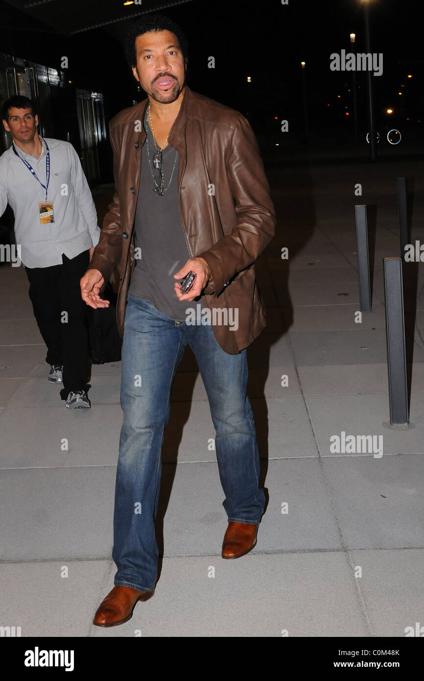 Lionel Richie arriving for the Metallica concert at O2 World arena ...