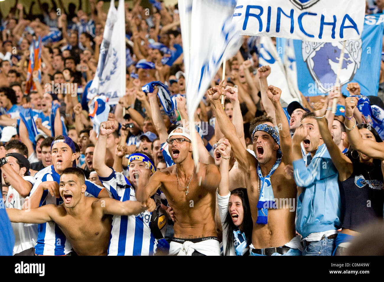 F.C. Porto fans celebrates a goal during the football match between S.L ...