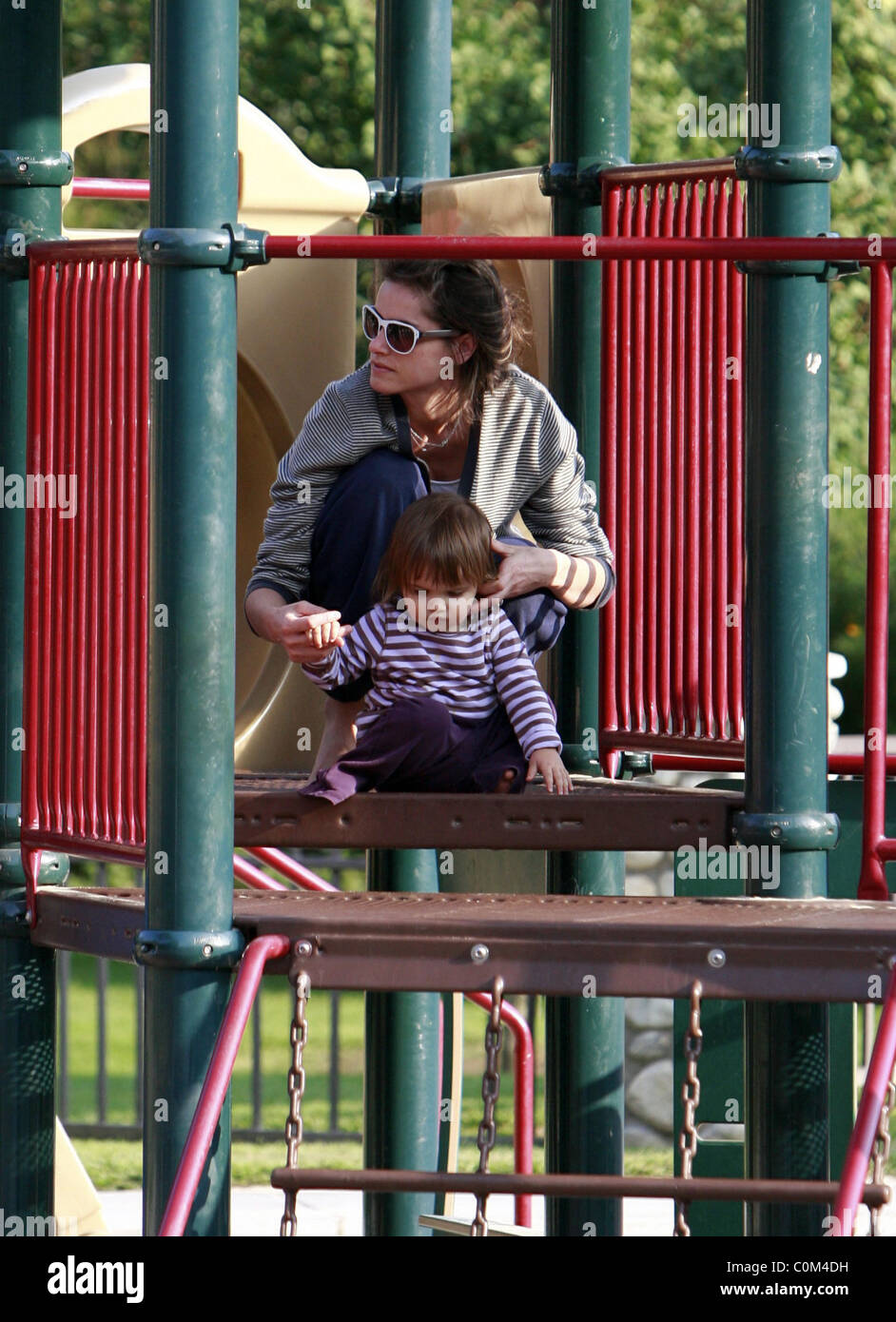 Actress Amanda Peet with husband David Benioff and daughter Frances ...