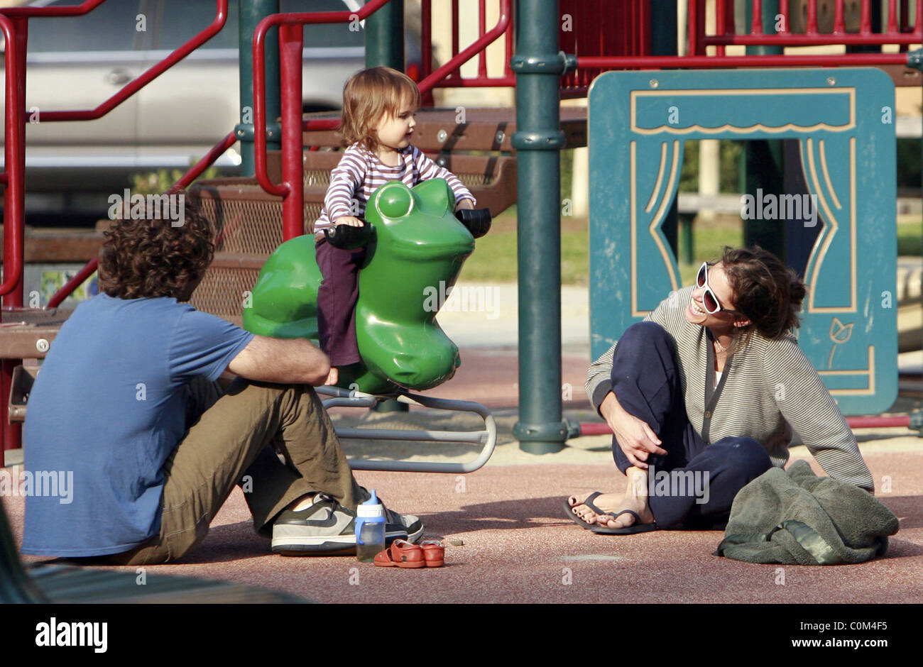 Actress Amanda Peet with husband David Benioff and daughter Frances ...