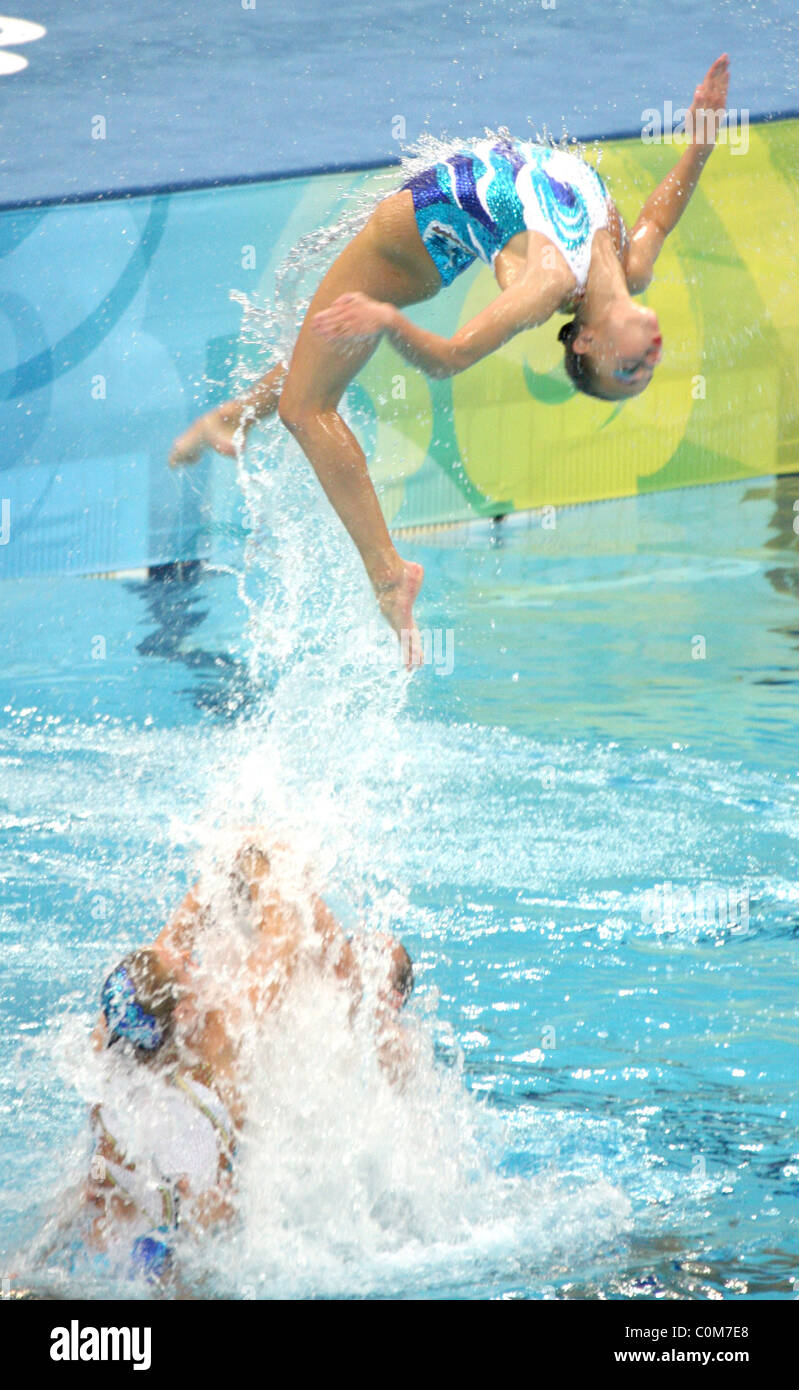 The Russian synchronized swimming team perform their routine during the ...