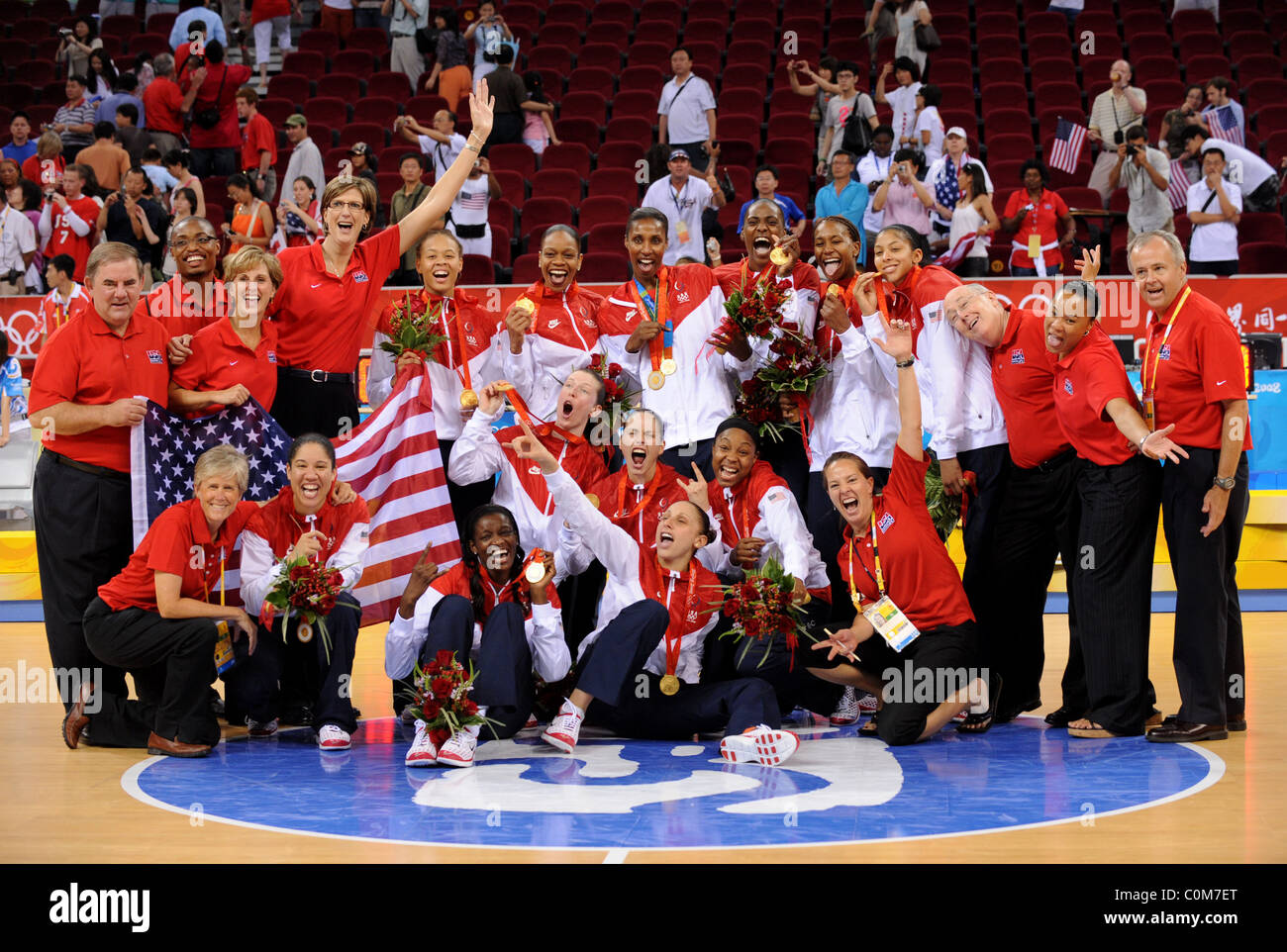 U.S. players celebrate after winning the 2008 Olympic women's ...