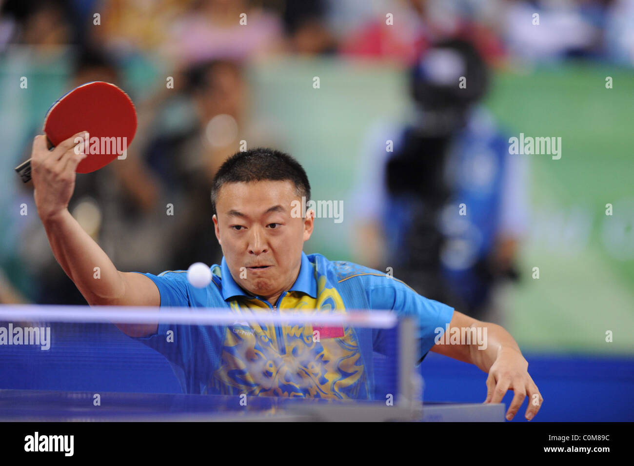 Ma Lin competes in the gold medal match. China made a clean sweep of ...