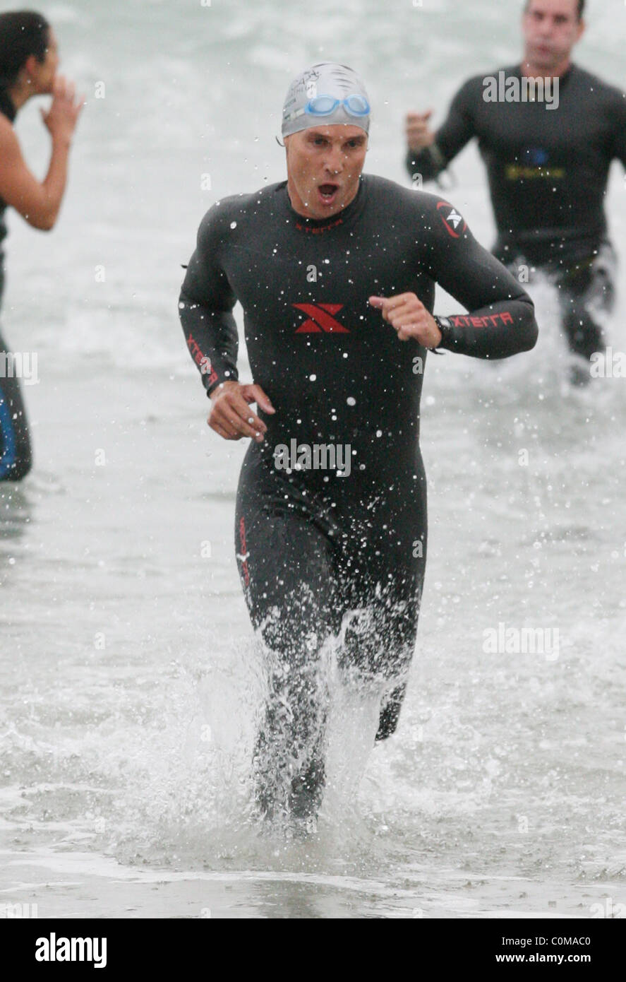 Matthew McConaughey competing in the Nautica Malibu Triathlon Los ...
