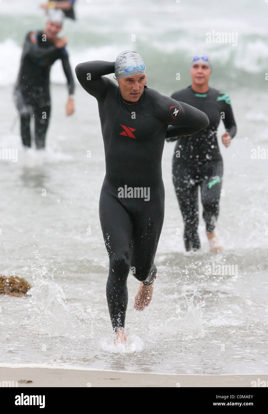 Matthew McConaughey competing in the Nautica Malibu Triathlon Los ...