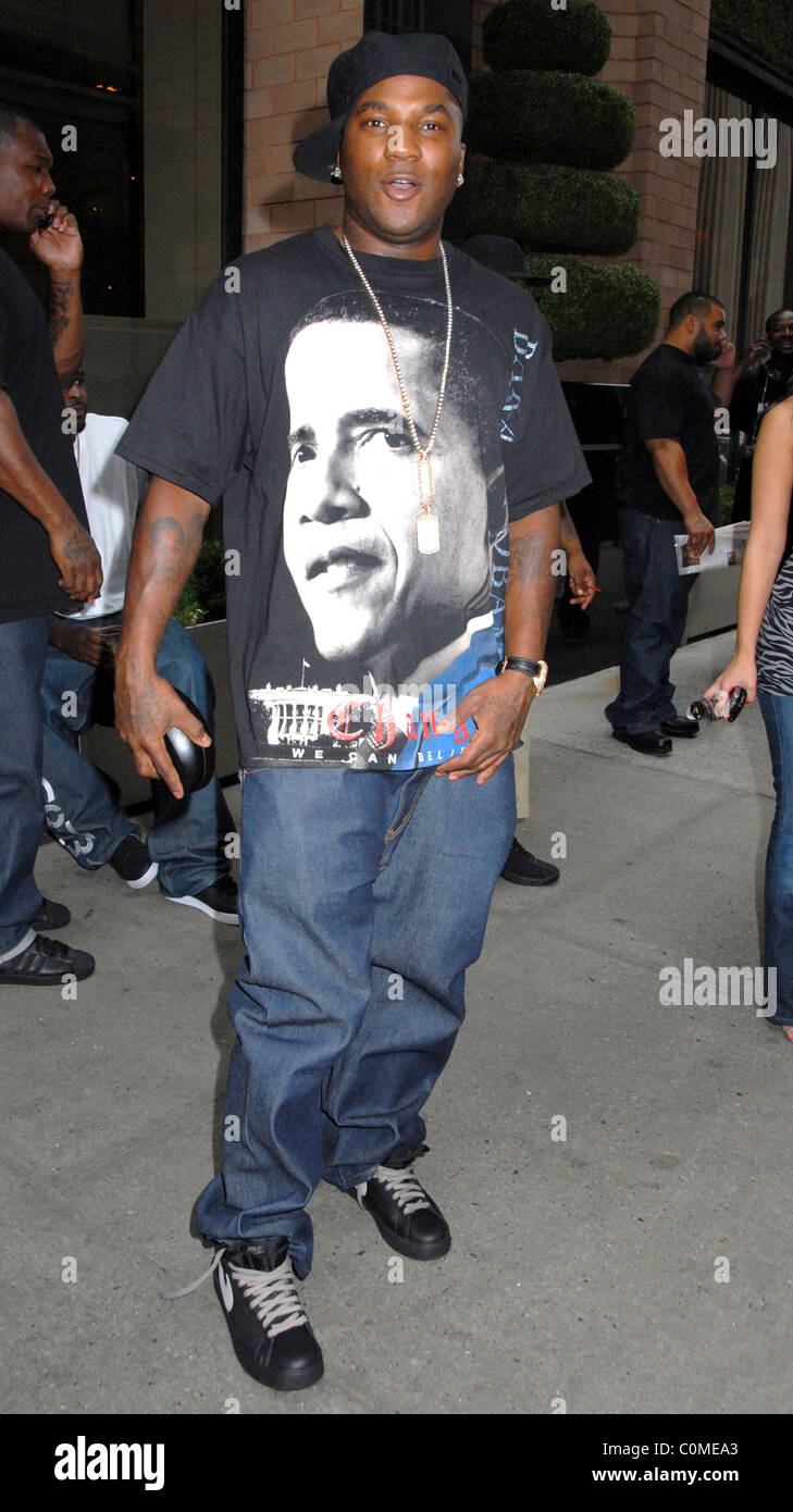 Hip hop star Young Jeezy out and about in Manhattan wearing a Barack ...