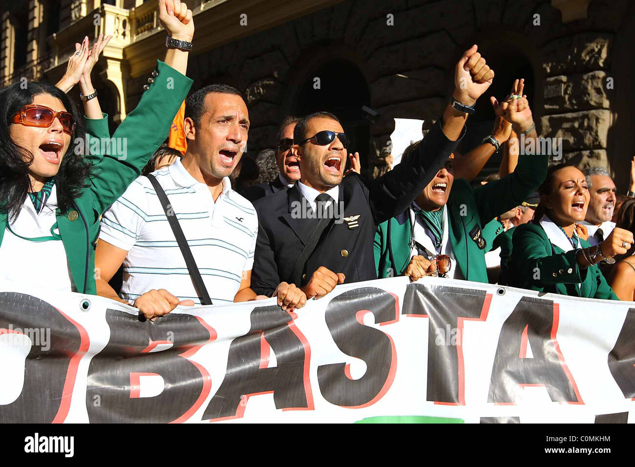 Alitalia employee's protest about the rumoured job cuts Rome, Italy ...