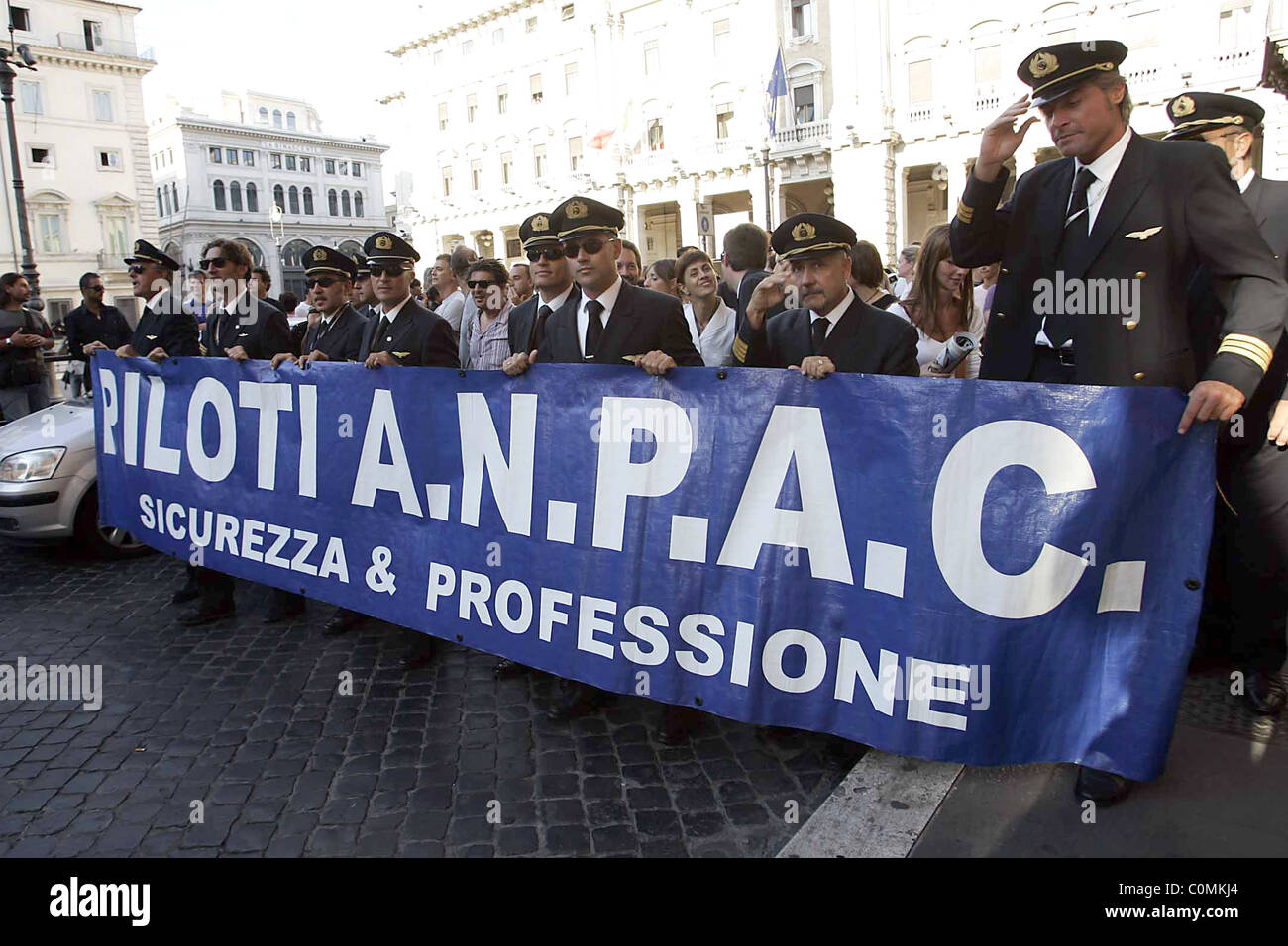 Alitalia employee's protest about the rumoured job cuts Rome, Italy ...