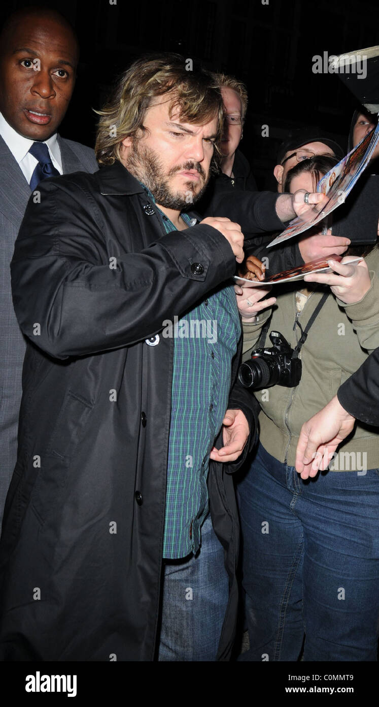 Jack Black arriving at Claridge's signing autographs for fans London ...