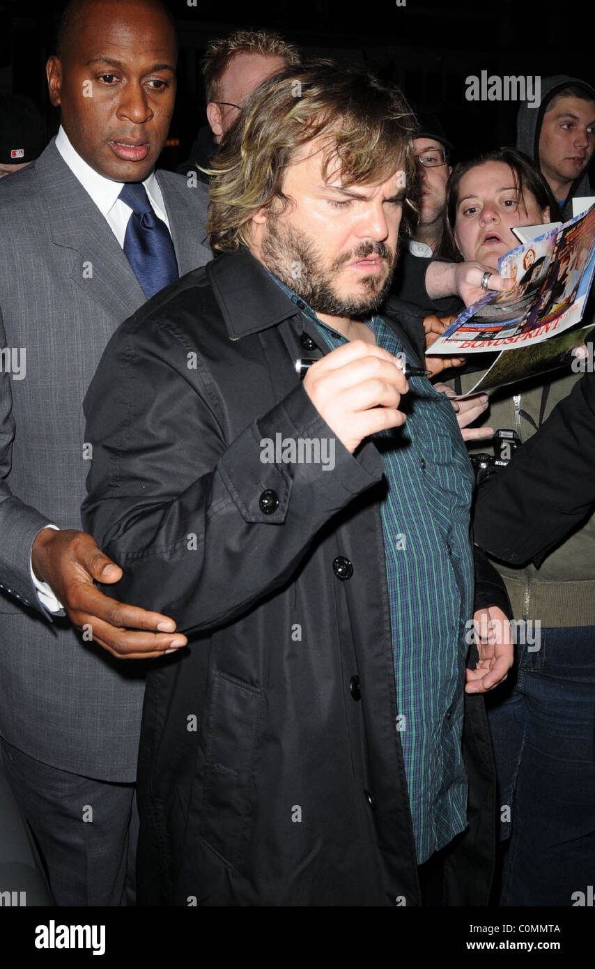 Jack Black arriving at Claridge's signing autographs for fans London ...
