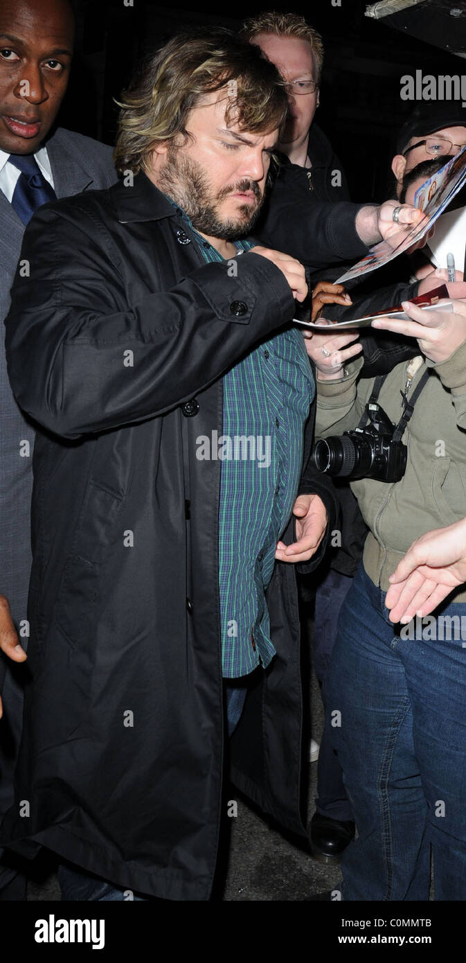 Jack Black arriving at Claridge's signing autographs for fans London ...