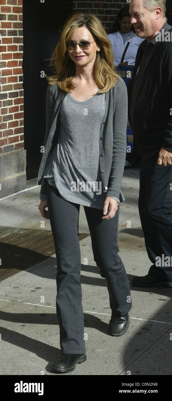 Calista Flockhart outside Ed Sullivan Theatre for the 'Late Show With ...