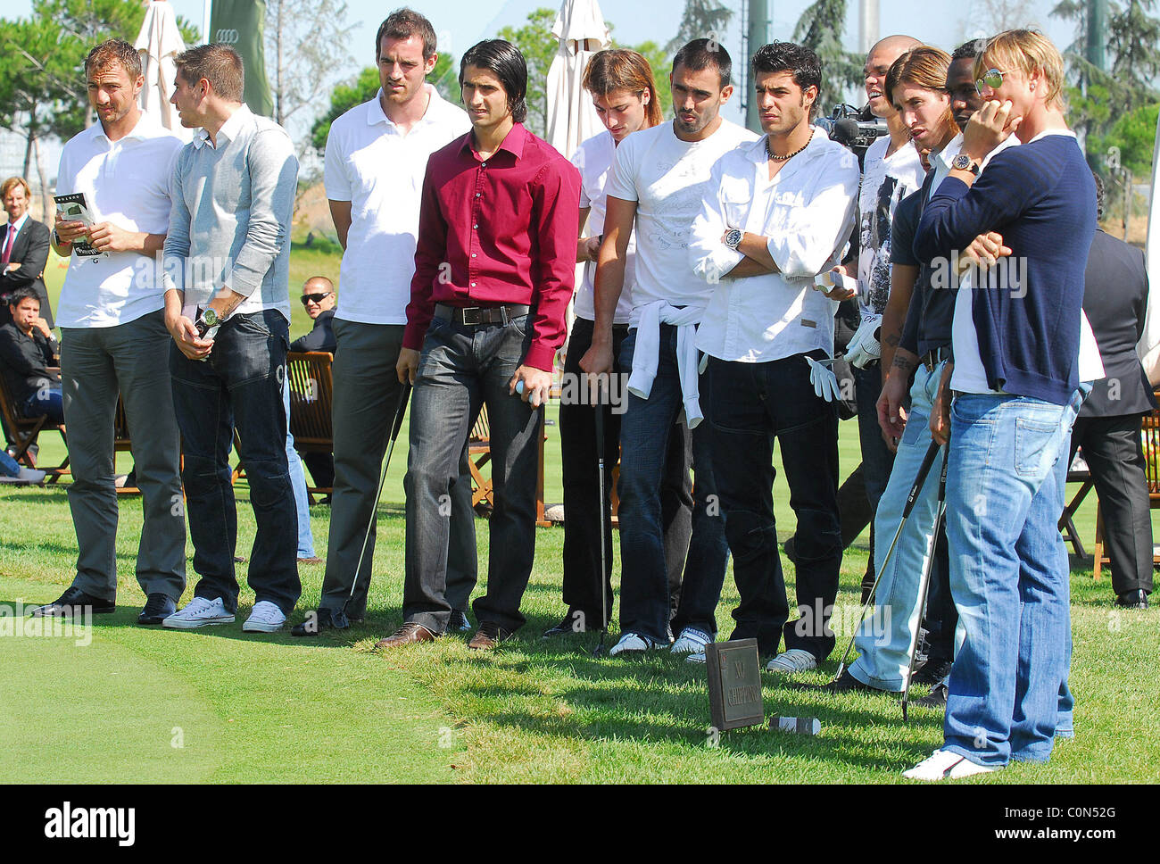 The Real Madrid football squad play golf after receiving keys for their ...