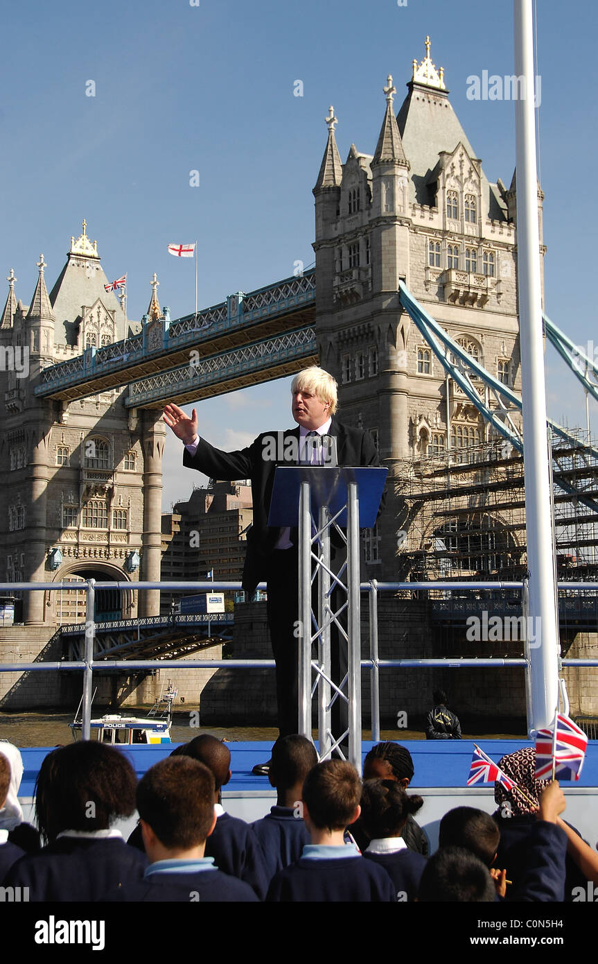 Mayor of London Boris Johnson at the Olympic and Paralympic Flags ...