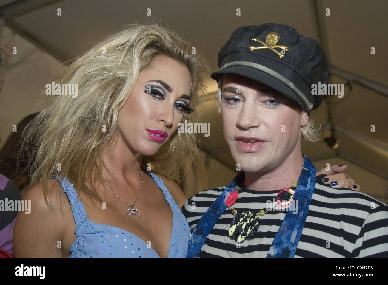 Designer Richie Rich and a model named Laura backstage during Funkshion ...