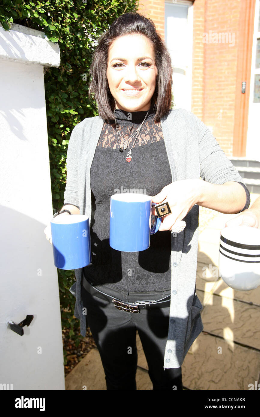 X Factor finalists Emily McNamee brings tea to photographers waiting ...