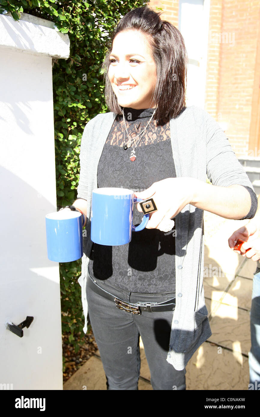 X Factor finalists Emily McNamee brings tea to photographers waiting ...