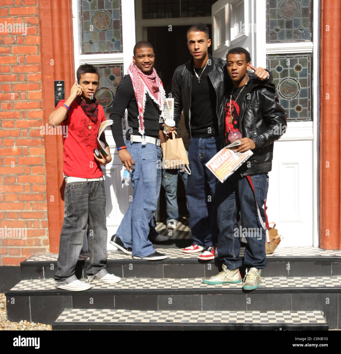 Boy band JLS pose for a photo outside the X Factor house London ...