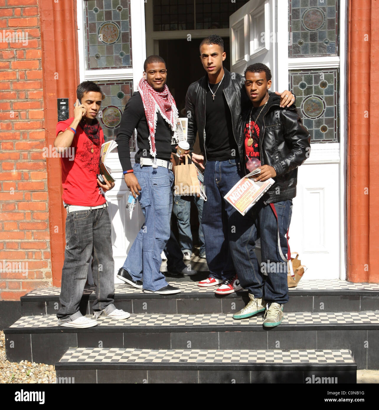 Boy band JLS pose for a photo outside the X Factor house London ...
