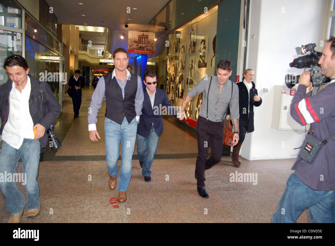 Keith Duffy, Stephen Gately and Shane Lynch of Boyzone visit 104.6 RTL ...