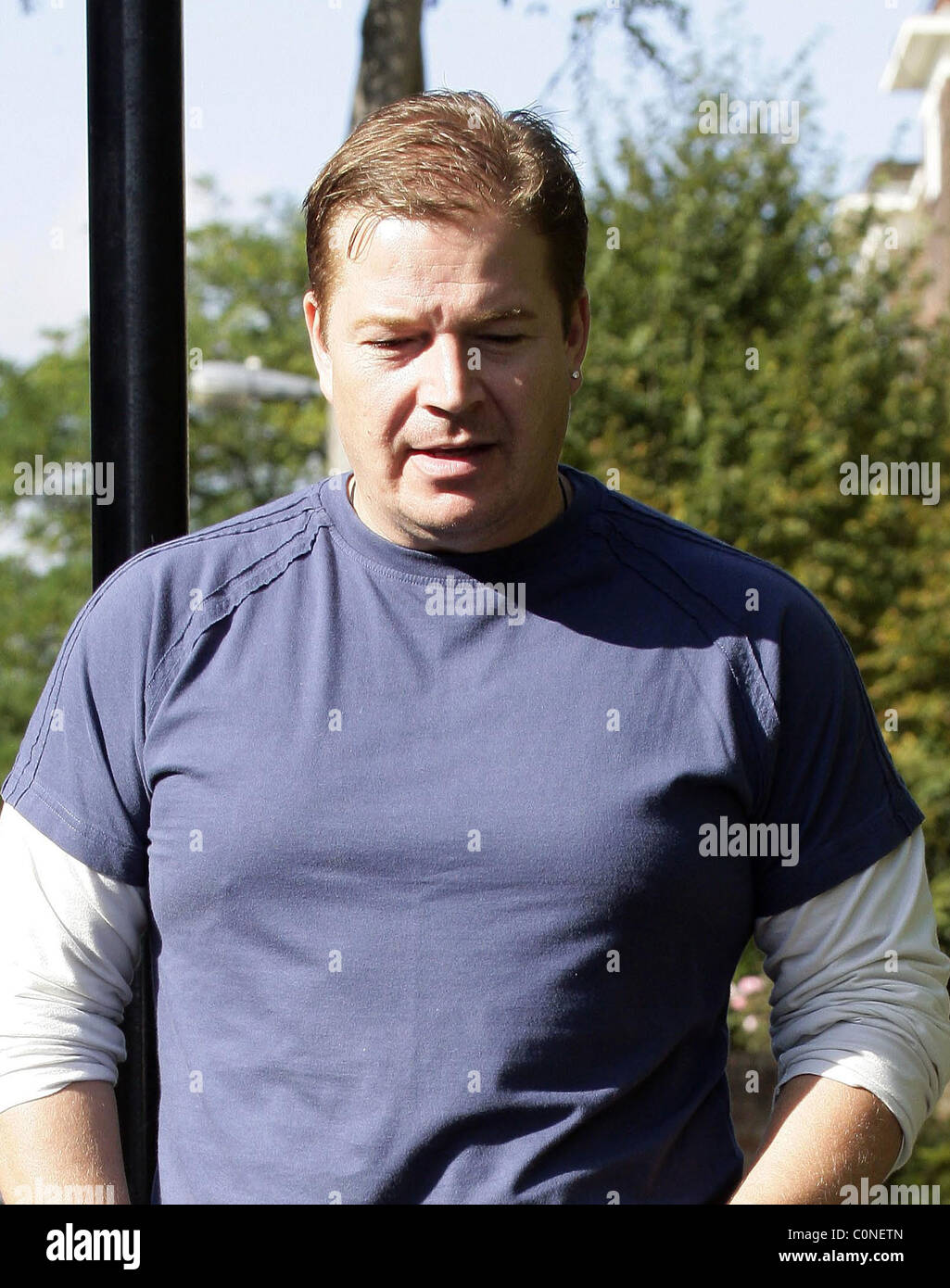 Daniel Evans films outside the X Factor house London, England - 08.10. ...