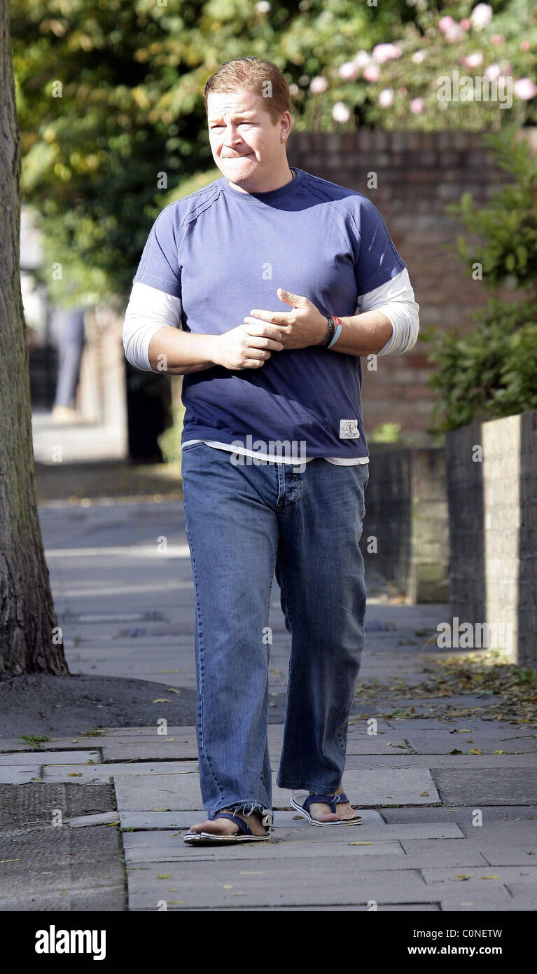 Daniel Evans films outside the X Factor house London, England - 08.10. ...
