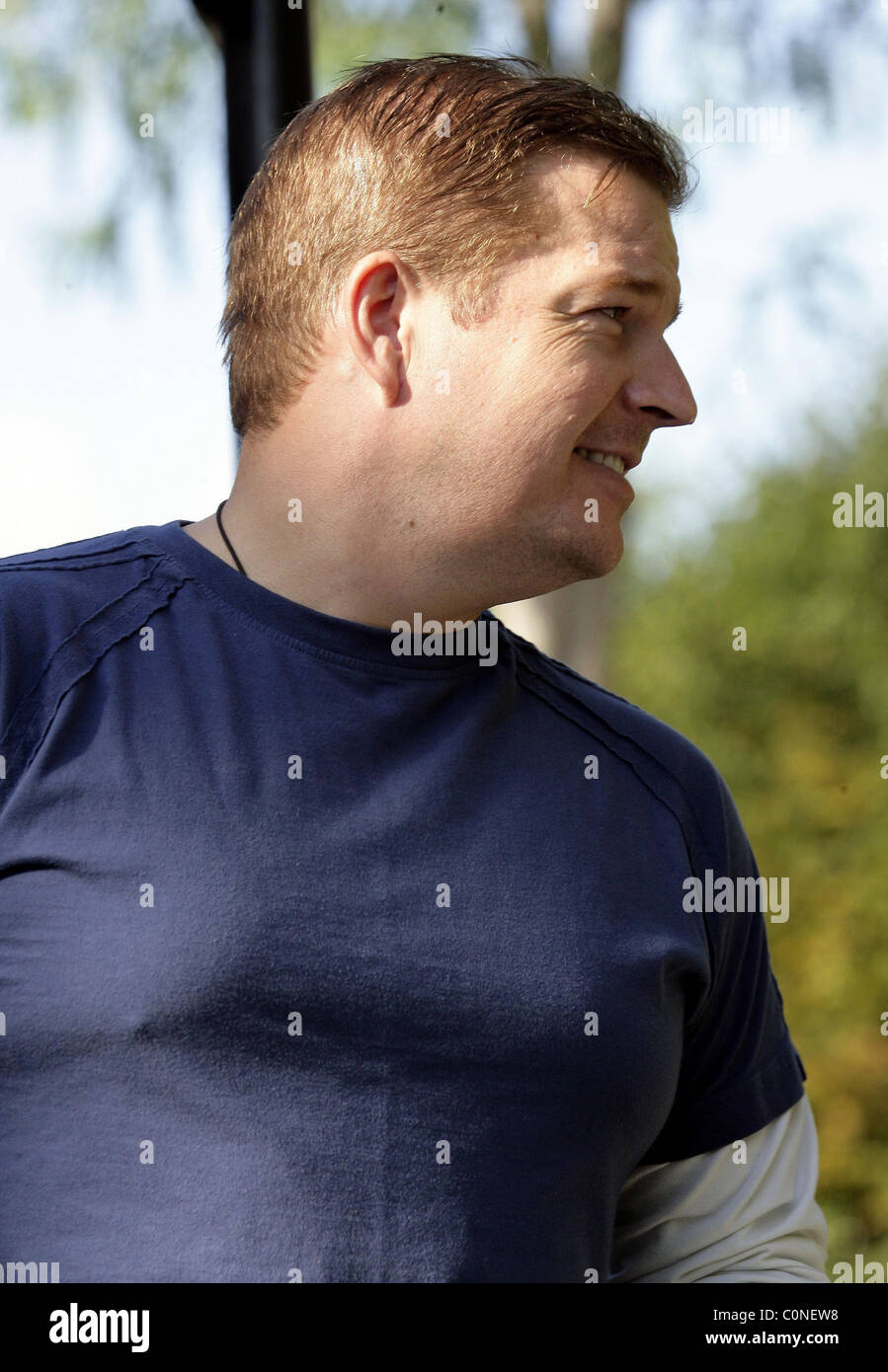 Daniel Evans films outside the X Factor house London, England - 08.10. ...
