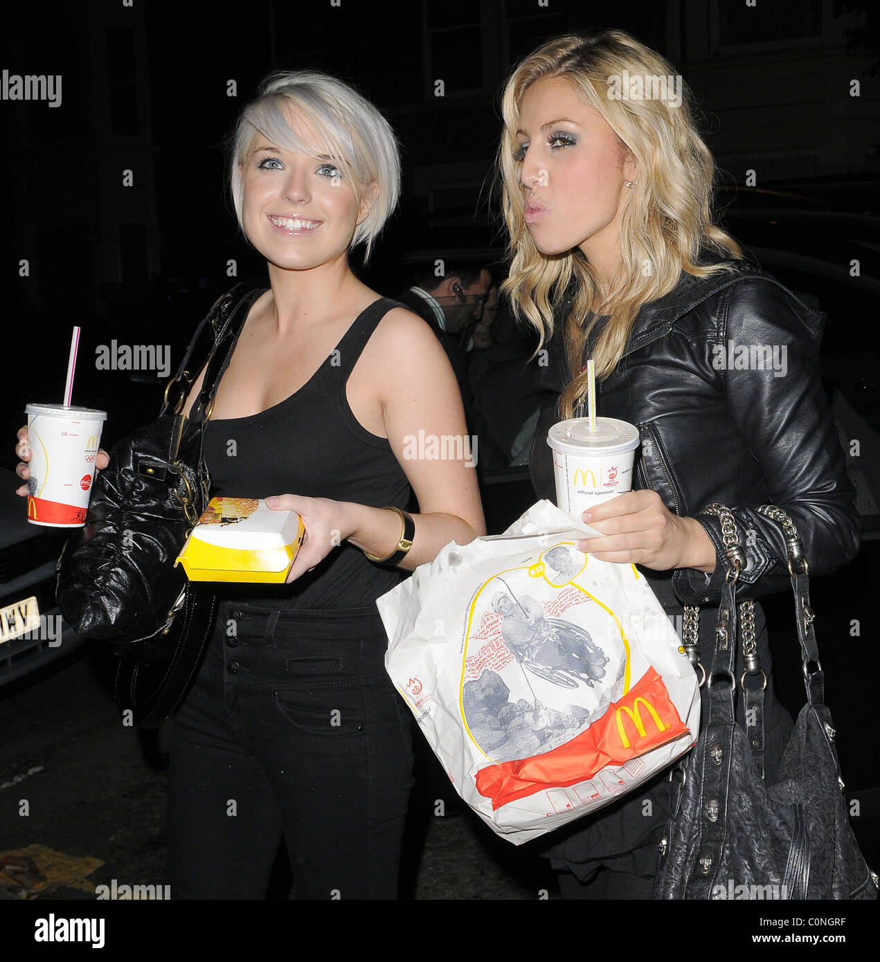 Emily McNamee and Stacey Lincoln from Bad Lashes arrive back at The X ...