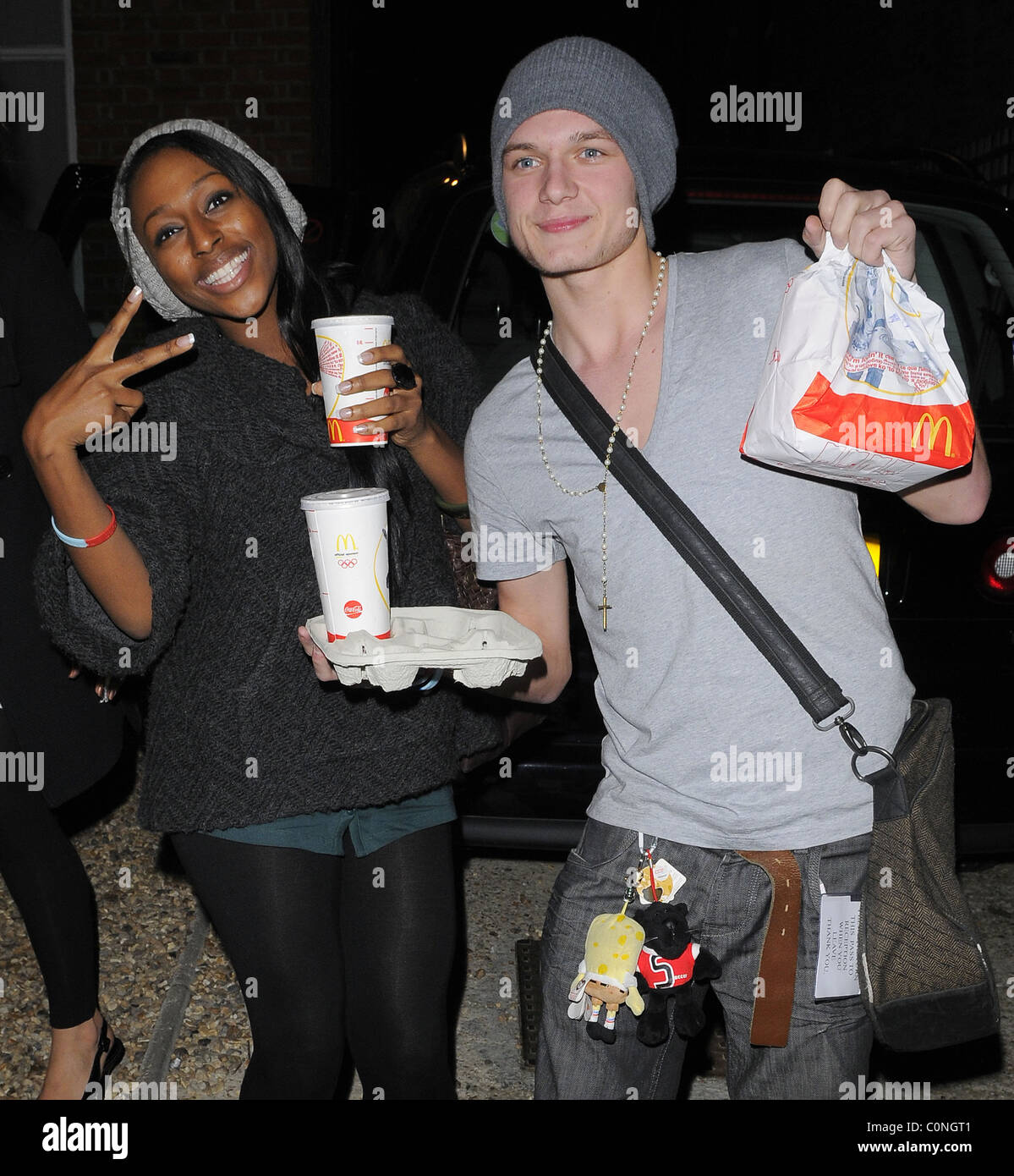 Alexandra Burke and Scott Bruton arrive back at The X Factor secret ...