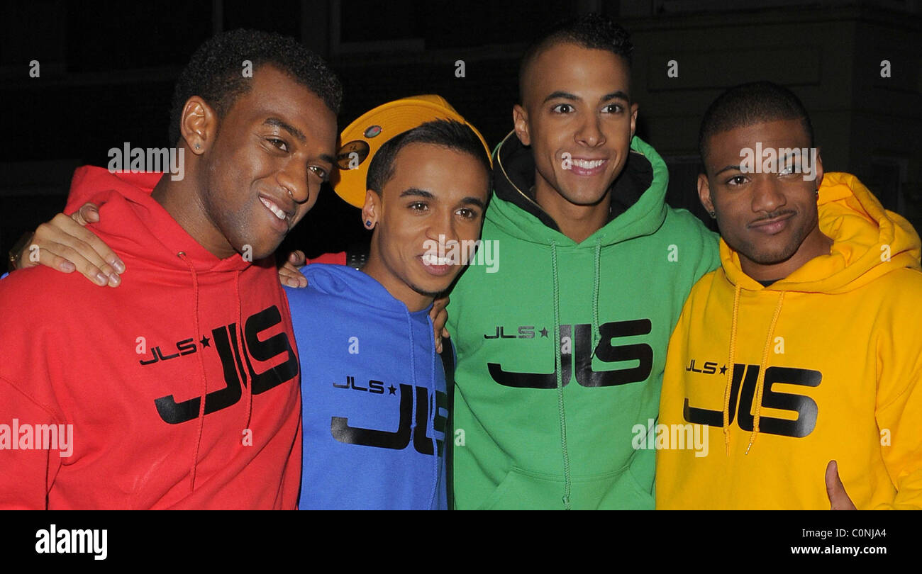 Ortise Williams, Aston Merrygold, Marvin Humes and JB from boy band JLS ...