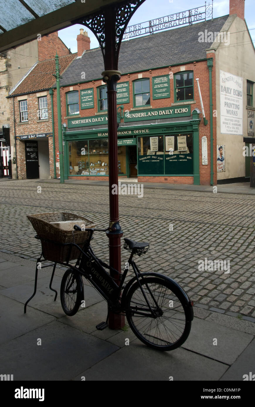DURHAM; BEAMISH MUSEUM ; DELIVERY BICYCLE IN 1913 TOWN Stock Photo - Alamy