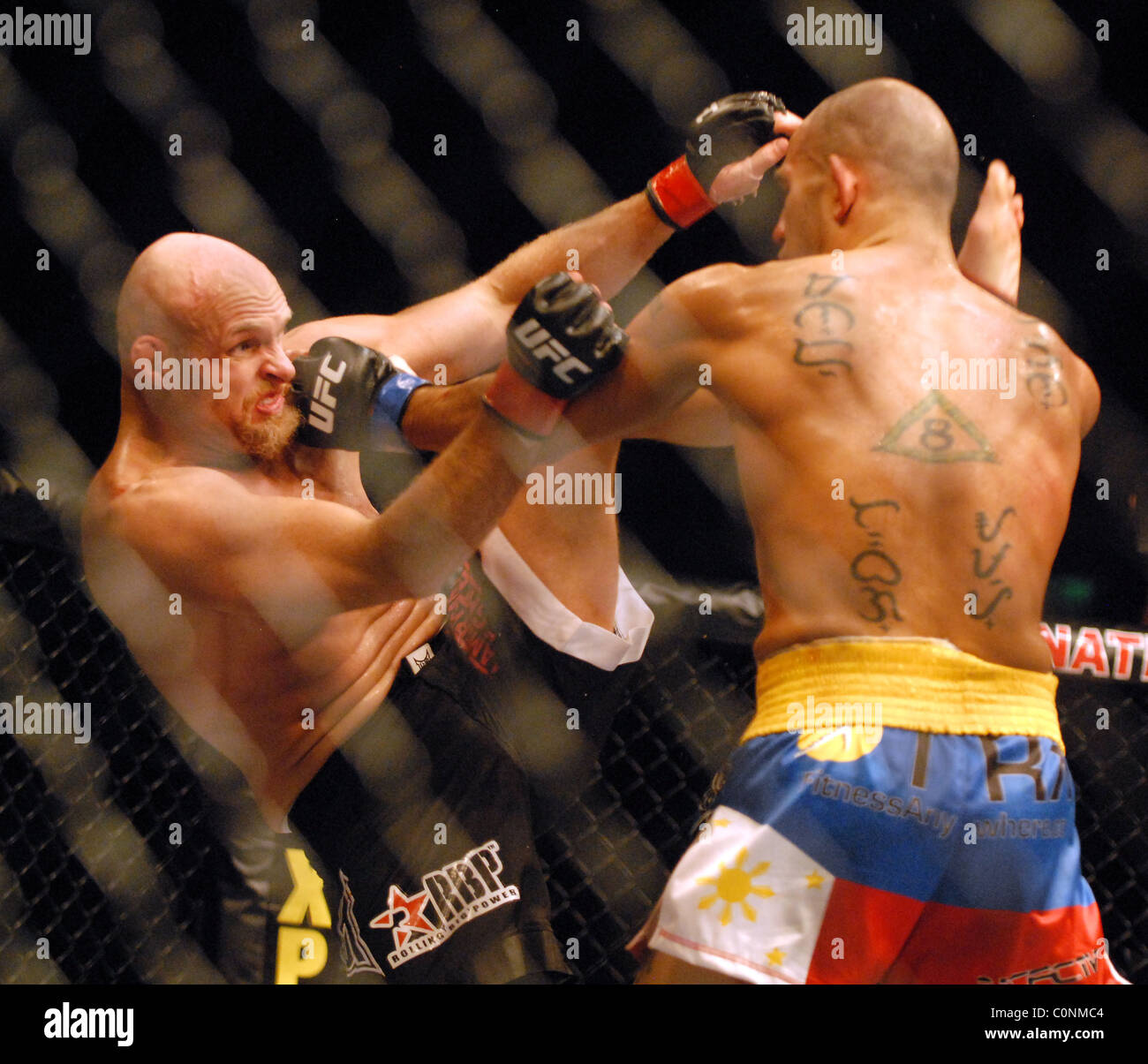 Fighter Keith Jardine (with beard and black shorts) of the USA wins his ...