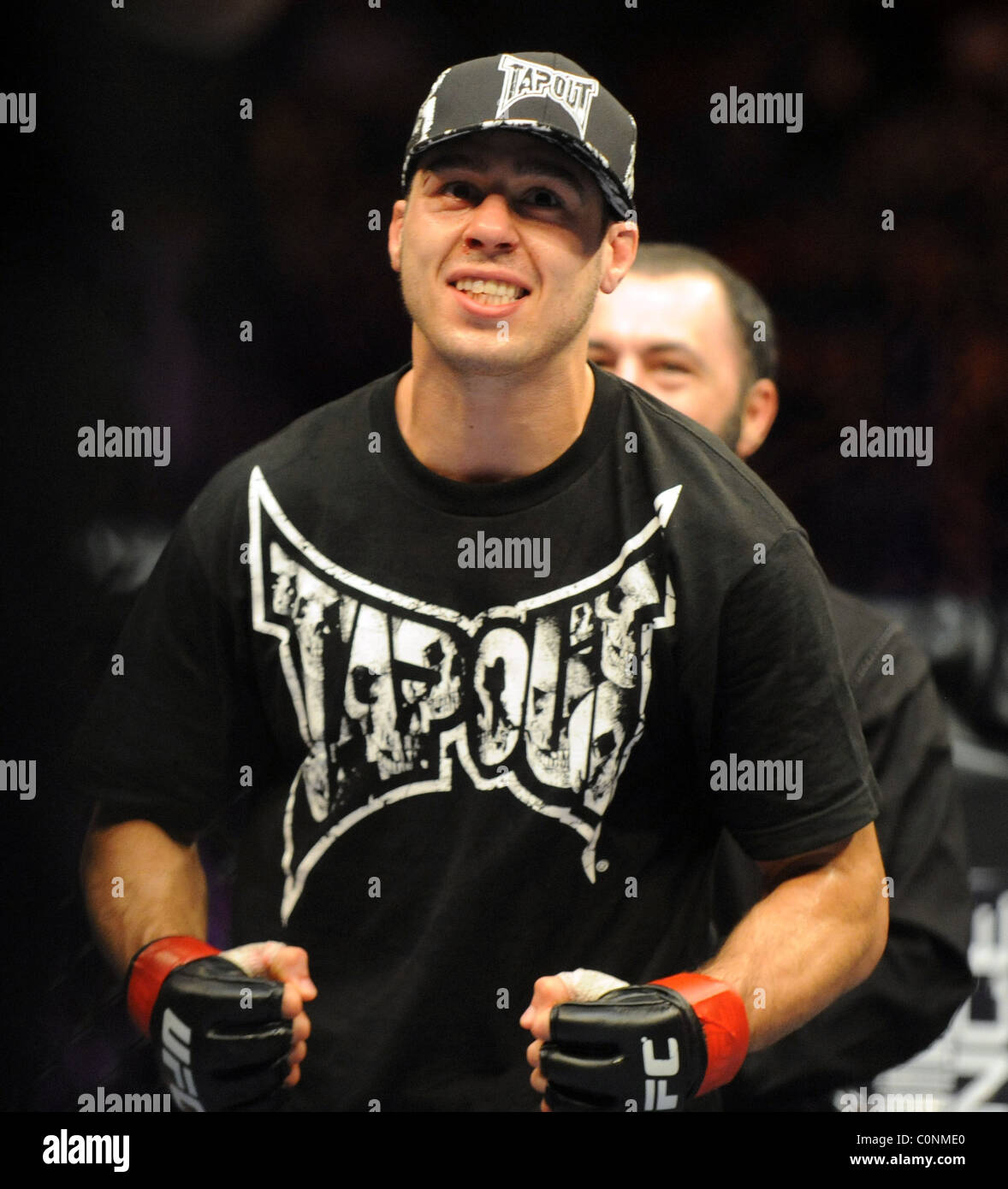 Fighter Dan Hardy of Nottingham, England celebrates his win over ...