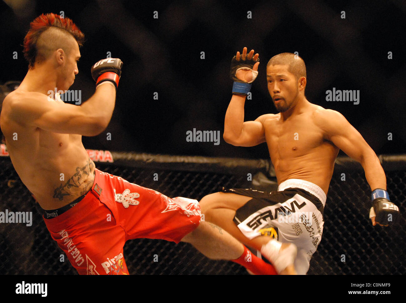 Fighter Dan Hardy of Nottingham, England won his fight over Akihiro ...