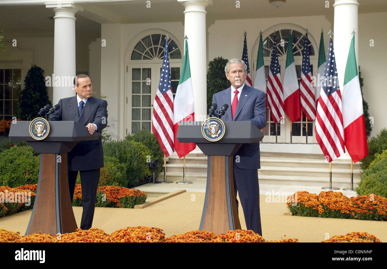 George W. Bush and Italian Prime Minister Silvio Berlusconi President ...