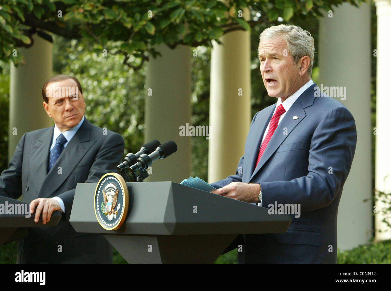 George W. Bush and Italian Prime Minister Silvio Berlusconi President ...