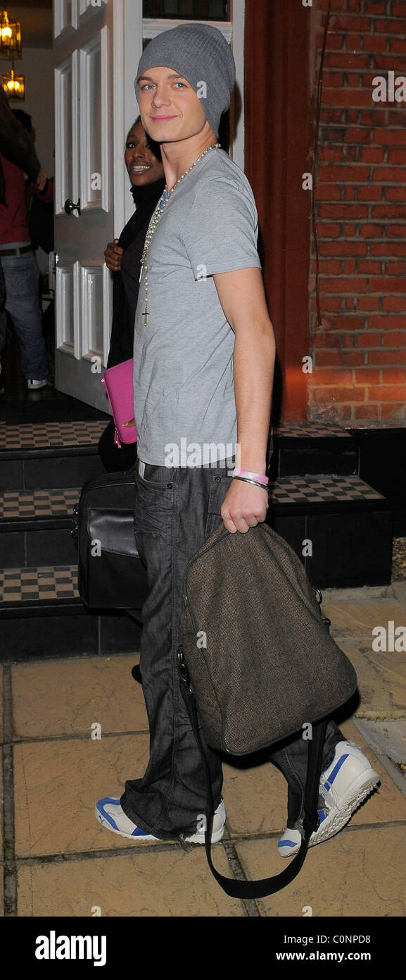 Scott Bruton arrives back at The X Factor secret hideaway, after a 14 ...