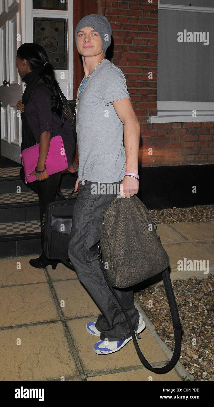 Scott Bruton arrives back at The X Factor secret hideaway, after a 14 ...