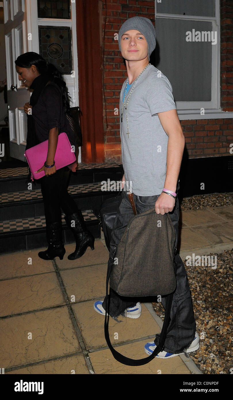 Scott Bruton arrives back at The X Factor secret hideaway, after a 14 ...