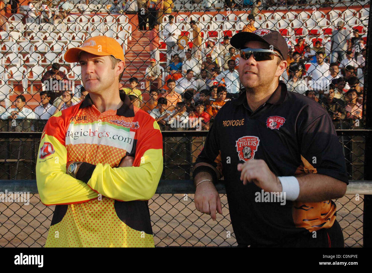 Mumbai Champs captain Nathan Astle and Bengal Tigers captain C Mac ...